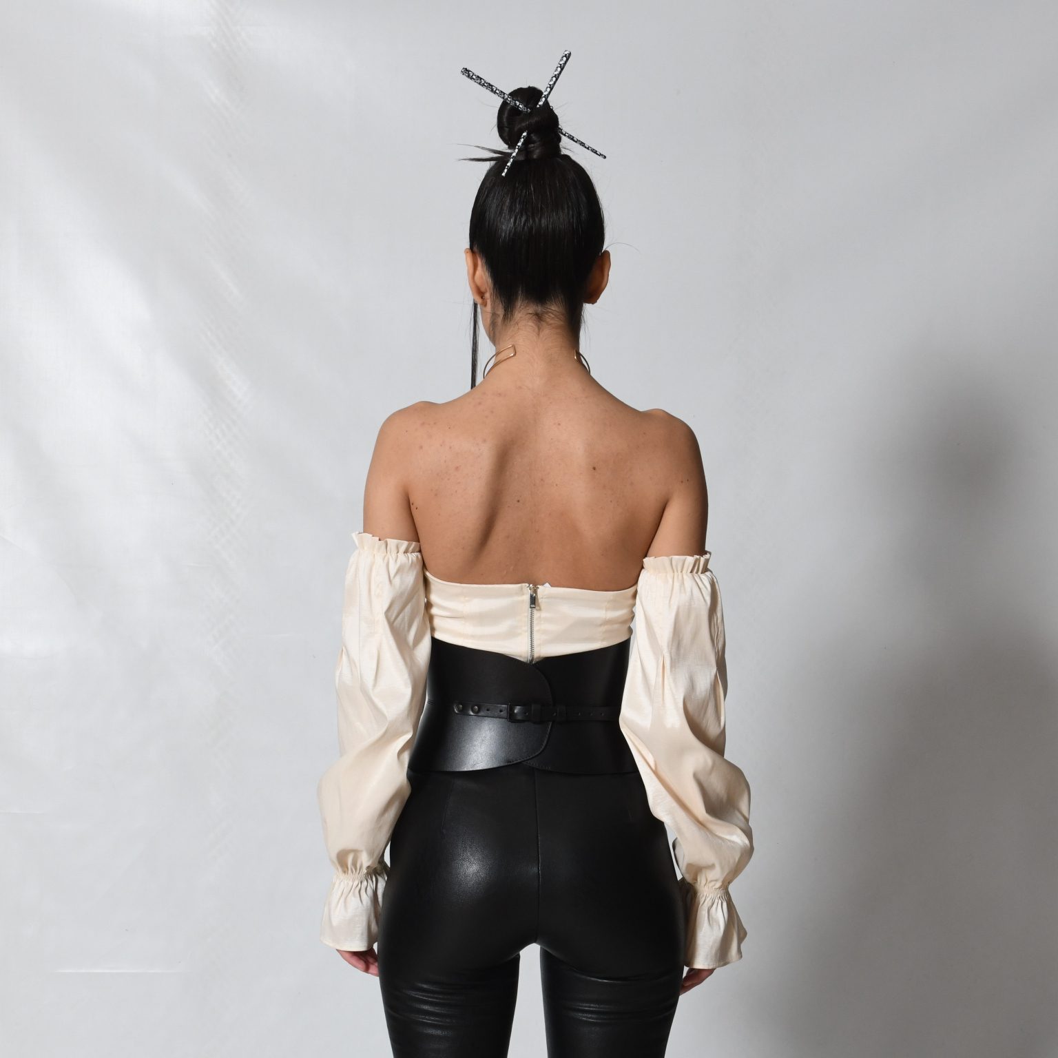 Black Leather Hourglass Corset Belt - ARIA MARGO