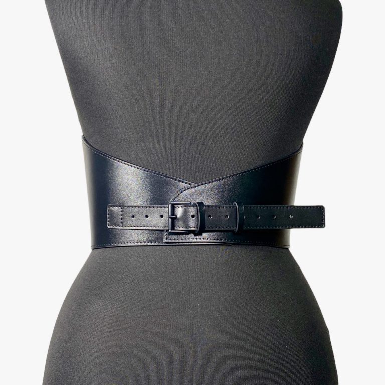 Black Leather Hourglass Corset Belt - ARIA MARGO
